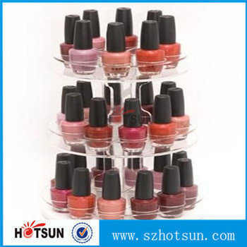 3 tiered round rotating acrylic nail polish display stand in cheap price