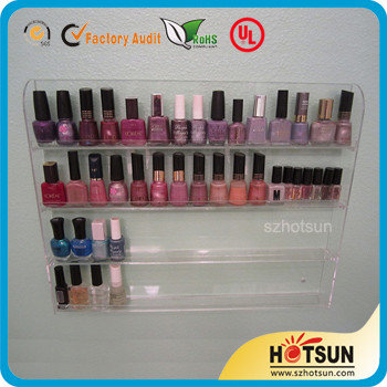 Clear Acrylic Nail Polish Wall Display Rack, custiomized tier nail polish rack