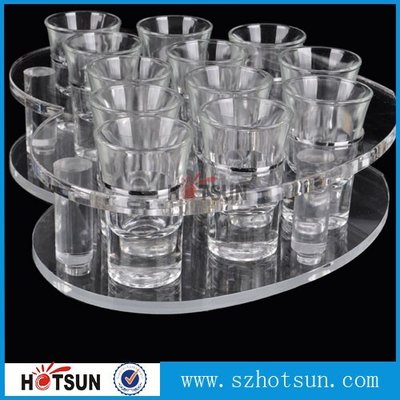 acrylic beer tasting tray holder / acrylic tray cup holder / acrylic shot glass tray for bar