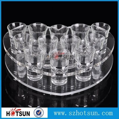 acrylic beer tasting tray holder / acrylic tray cup holder / acrylic shot glass tray for bar