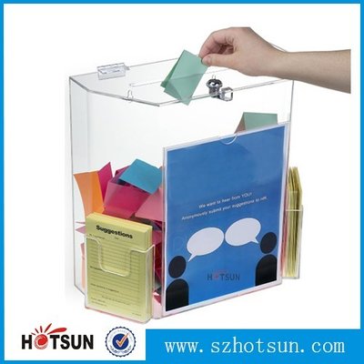 Innovative Wall Mount Donation Box with Lock and Key, Clear Acrylic Charity Box Donation