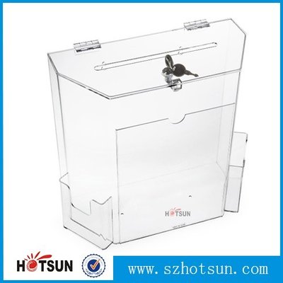 Innovative Wall Mount Donation Box with Lock and Key, Clear Acrylic Charity Box Donation