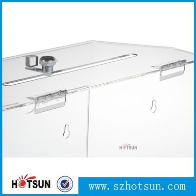 Innovative Wall Mount Donation Box with Lock and Key, Clear Acrylic Charity Box Donation