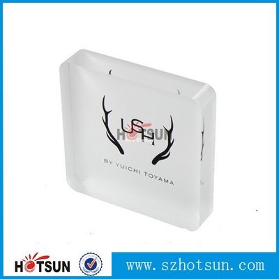 OEM brand logo solic acrylic block, Lucite/PMMA promotion block stand