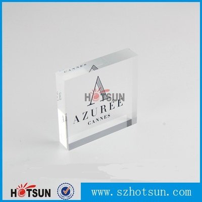 OEM brand logo solic acrylic block, Lucite/PMMA promotion block stand