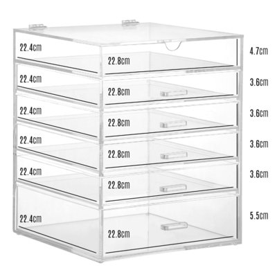 Hot clear 6 drawer  perspex / acrylic makeup organizer for wholesale