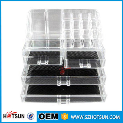 Acrylic Cosmetic Storage Display Boxes, Wholesales cosmetic organizer with drawers,hot sales acrylic makeup organizer