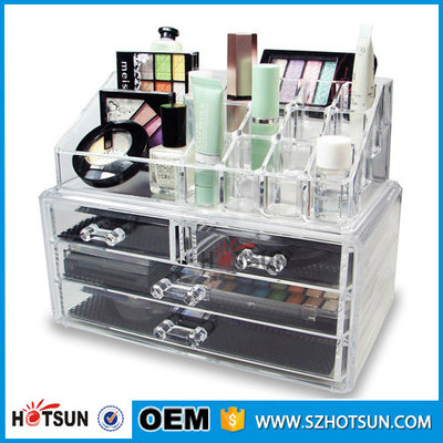 Acrylic Cosmetic Storage Display Boxes, Wholesales cosmetic organizer with drawers,hot sales acrylic makeup organizer