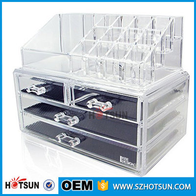 Acrylic Cosmetic Storage Display Boxes, Wholesales cosmetic organizer with drawers,hot sales acrylic makeup organizer