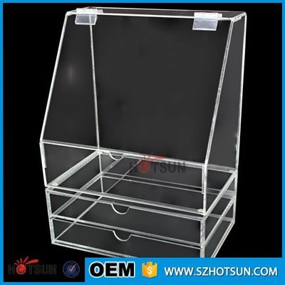 Diamond Handle Clear Acrylic Makeup Organizer, Acrylic Makeup Drawer Box, Flip Cover Acrylic Cosmetic Storage Boxes