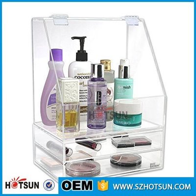 Diamond Handle Clear Acrylic Makeup Organizer, Acrylic Makeup Drawer Box, Flip Cover Acrylic Cosmetic Storage Boxes