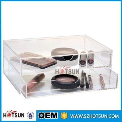 Diamond Handle Clear Acrylic Makeup Organizer, Acrylic Makeup Drawer Box, Flip Cover Acrylic Cosmetic Storage Boxes