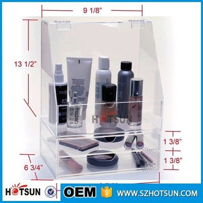Diamond Handle Clear Acrylic Makeup Organizer, Acrylic Makeup Drawer Box, Flip Cover Acrylic Cosmetic Storage Boxes