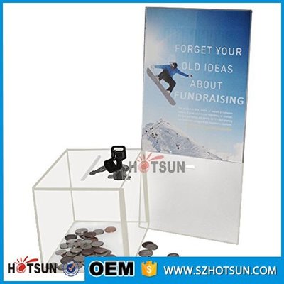 customized hot sale clear acrylic donation box with locks high quality