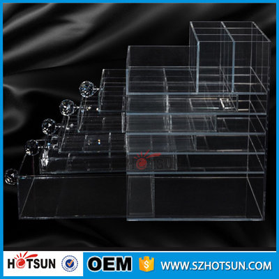 New Style 2016 5 drawer crystal handle black acrylic jewelry storage box