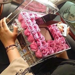 Wedding decoration acrylic flower display container / clear acrylic rose box with lid