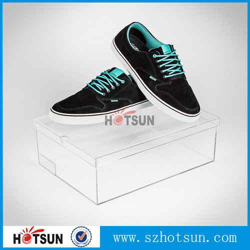 Customized color and logo printed acrylic shoe box, Factory Custom Made Clear Storage Shoe Box