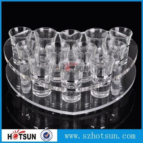 acrylic beer tasting tray holder / acrylic tray cup holder / acrylic shot glass tray for bar