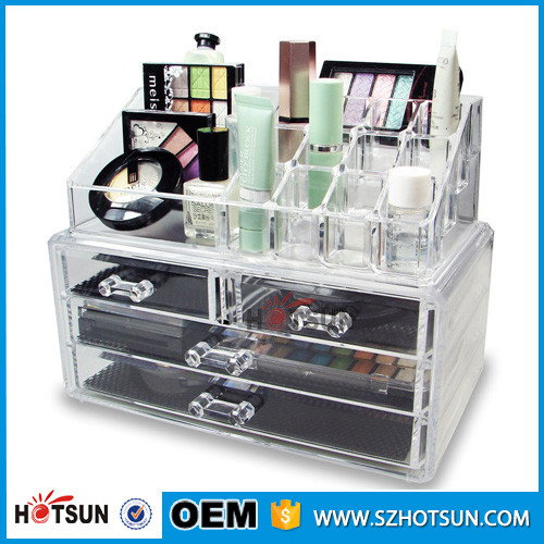 Acrylic Cosmetic Storage Display Boxes, Wholesales cosmetic organizer with drawers,hot sales acrylic makeup organizer