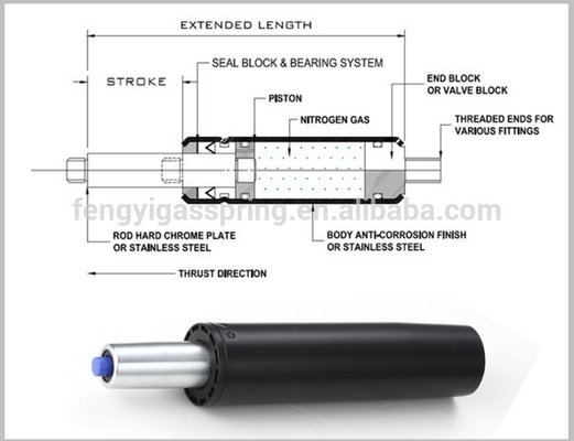 Air cylinder Office Chair Gas Spring 160MM 360 Degree Rotation / furniture gas spring