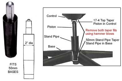 BIFMA SGS Height Adjustable Gas Springs 60MM Black without noise for boss chair