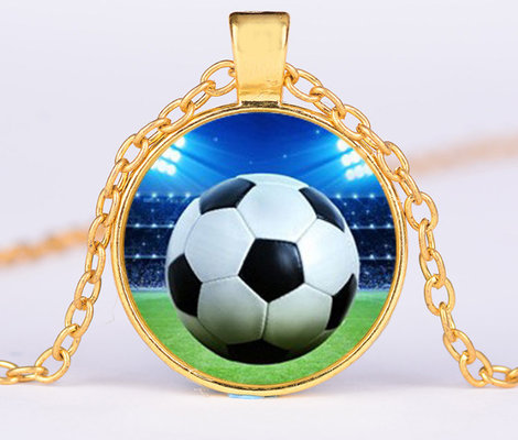 Russian World Cup Soccer time Gem pendant necklace Classic fans' Gift