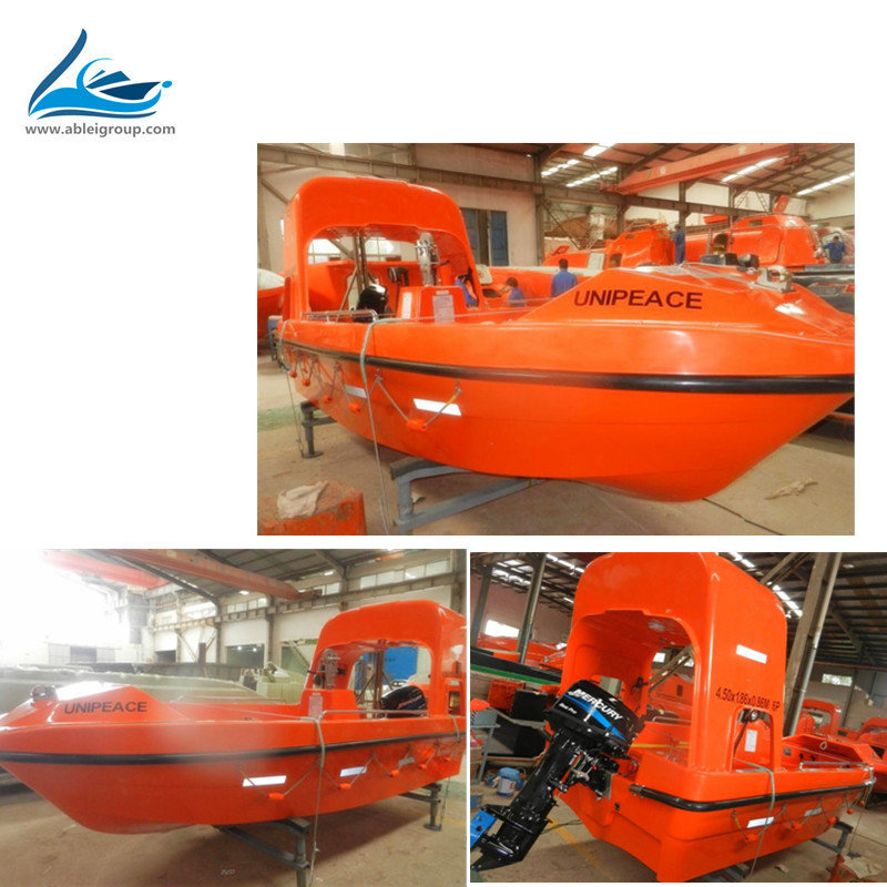 4.5M Fast Rescue Boats 6 Persons and Free Fall Lifeboat 15 Persons with Life Boat Davits SOALS Certificate For Sale