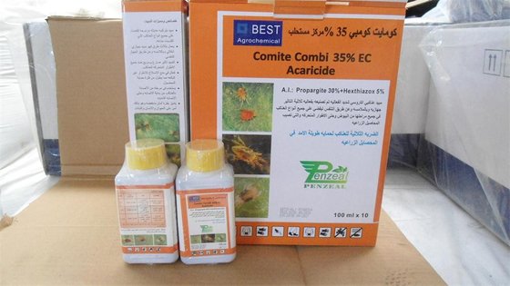 Paquets de pesticide, bouteilles carrées.