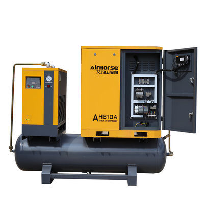 Air Cooling High Efficiency 10HP Screw Air Compressor with tank and dryer  Integrated Package