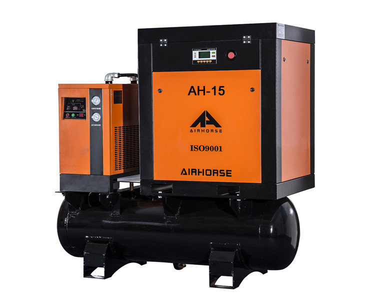 7.5kw 10HP screw air compressor 220V  60HZ  8bar compressor refrigerated air dryer with 300L tank