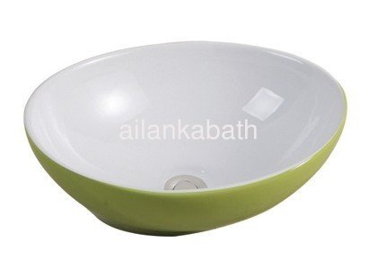 Bathroom Sanitary Ware Ceramic Sinks Colorful Art Basin/Wash Basin Green/Yellow Color