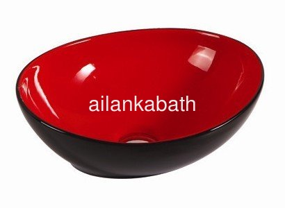 Bathroom Sanitary Ware Ceramic Sink Colorful Art Basin/Wash Basin Black & Red dual-Color