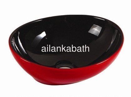 Bathroom Sanitary Ware Ceramic Sink Colorful Art Basin/Wash Basin Black & Red dual-Color