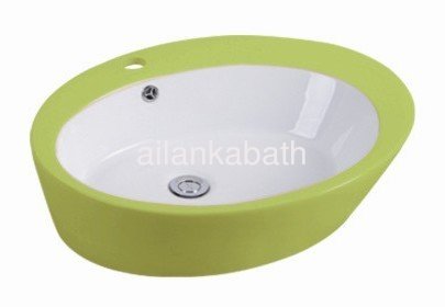 Bathroom Sanitary Ware Ceramic Sink Colorful Art Basin/Wash Basin Yellow/Green Dual-Color