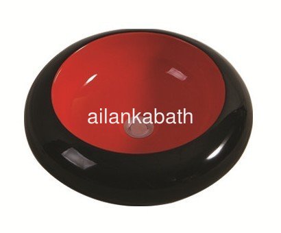 Bathroom Sanitary Ware Ceramic Sinks Colorful Art Basin/Wash Basin Red Black Dual-Color