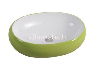 Bathroom Sanitary Ware Ceramic Sinks Colorful Art Basin/Wash Basin Green/Yellow Dual-Color