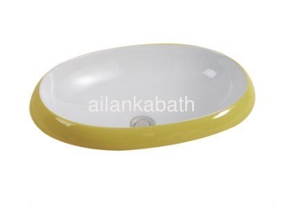 Bathroom Sanitary Ware Ceramic Sinks Colorful Art Basin/Wash Basin Green/Yellow Dual-Color