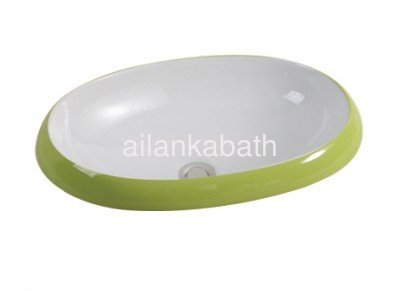 Bathroom Sanitary Ware Ceramic Sinks Colorful Art Basin/Wash Basin Green/Yellow Dual-Color