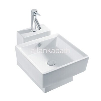 Bathroom Wall-hung Sinks Sanitary Ware Round Rectangle Ceramic Art Basin Wall-hung Basin