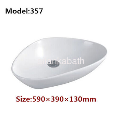 Above Counter Mounting Art Basin Sanitary Ware Ceramic Sinks Bathroom Triangle Wash Basin