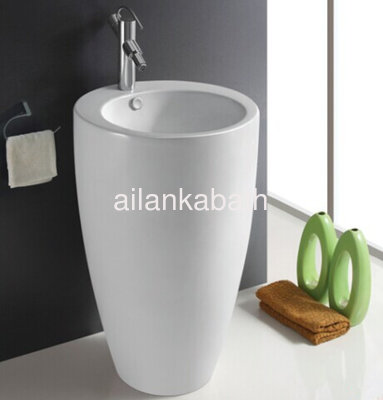 Fixing to Wall with Back Bathroom Sanitary Ware Ceramic Standing Pedestal Sinks Wash Basin