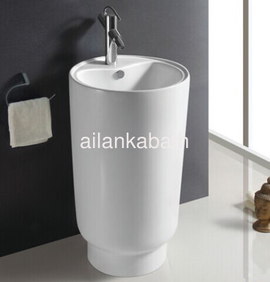 Fixing to Wall with Back Bathroom Sanitary Ware Ceramic Standing Pedestal Sinks Wash Basin