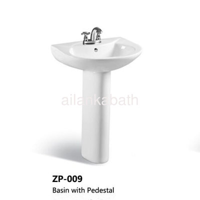 Fixing to Wall with Back Bathroom Sinks Sanitary Ware Ceramic Basin with Pedestal