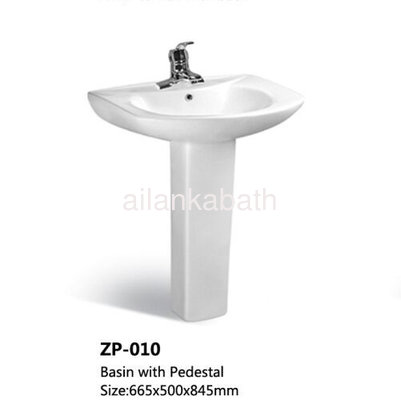 Fixing to Wall with Back Bathroom Sinks Sanitary Ware Ceramic Basin with Pedestal