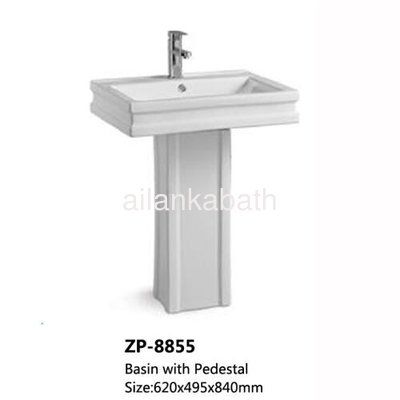 Fixing to Wall with Back Bathroom Wash Basin White Color Ceramic Pedestal Sinks