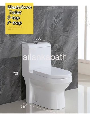 Bathroom Sanitary Ware Ceramic Washdown One piece Toilet with 10cm/4inch diameter outlet K