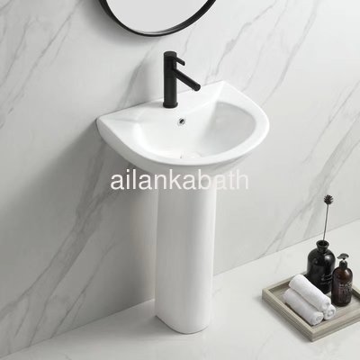 Fixing to Wall with Back Bathroom Sinks Sanitary Ware Ceramic Hand Wash Basin with Pedestal