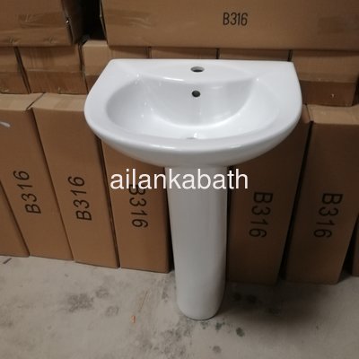 Fixing to Wall with Back Bathroom Sinks Sanitary Ware Ceramic Hand Wash Basin with Pedestal