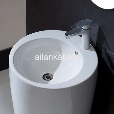 Fixing to Wall with Back Bathroom Sanitary Ware Ceramic Standing Pedestal Sinks Wash Basin
