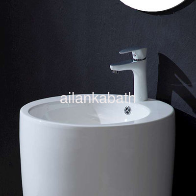 Fixing to Wall with Back Bathroom Sanitary Ware Ceramic Standing Pedestal Sinks Wash Basin